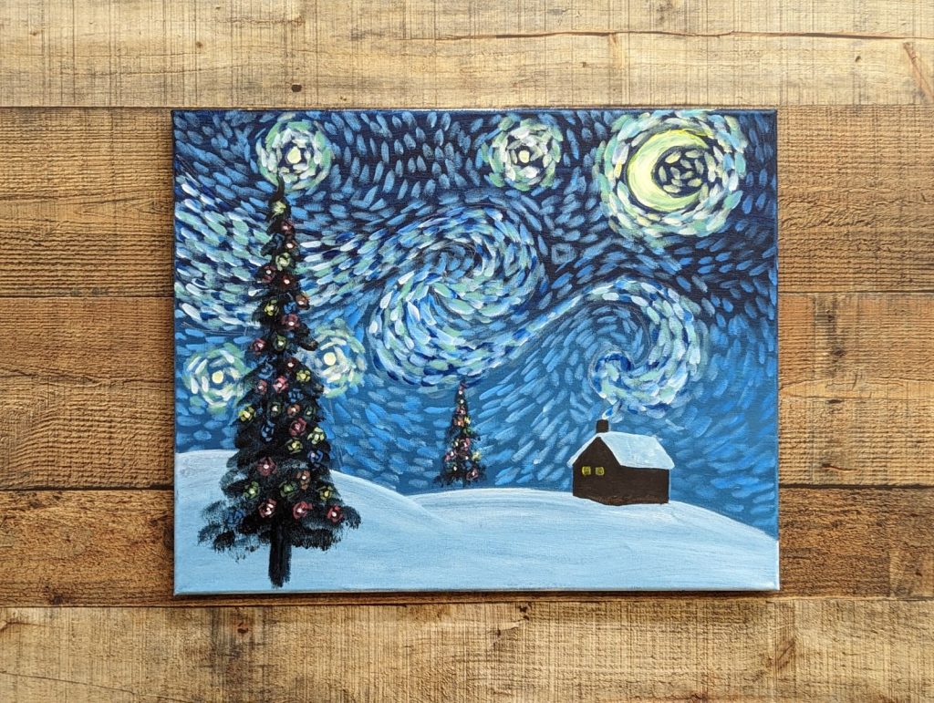 Paint and Sip Class: “A Starry, Snowy Night” Dec 16th – Kittle’s Fine ...